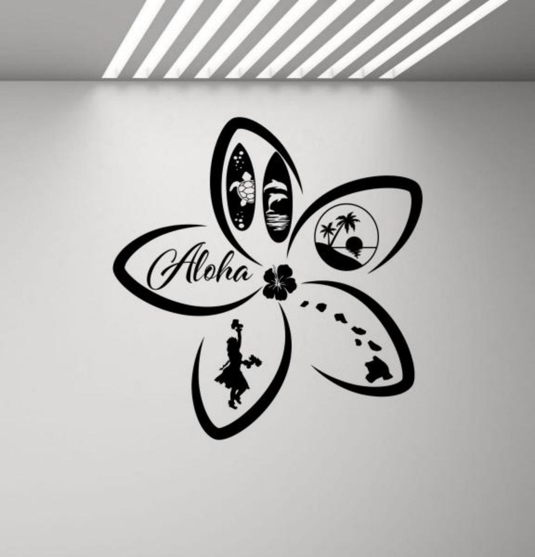 Hawaii Wall Decal Vinyl Sticker Aloha Wall Art Hawaii Islands Ohana ...