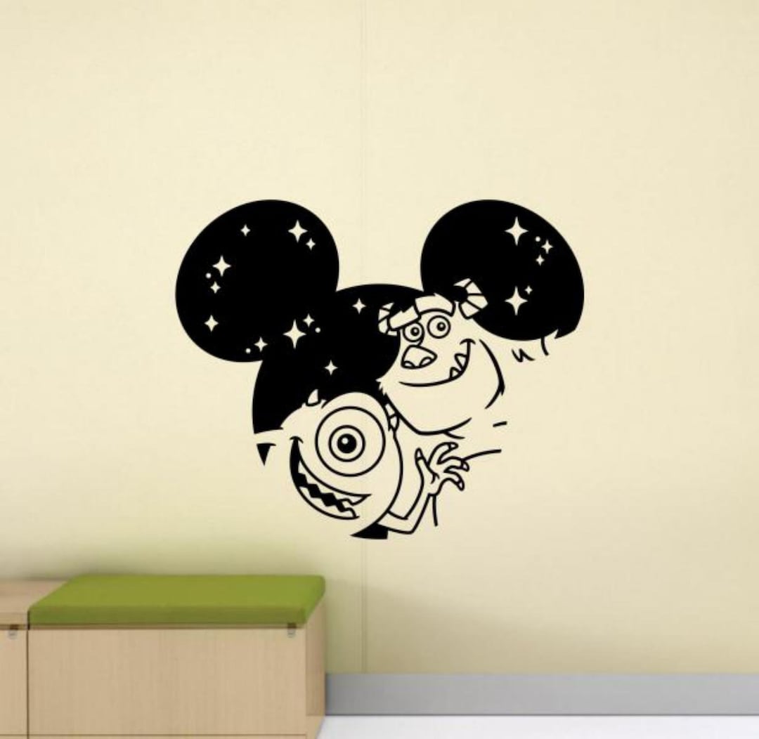 Monsters Mickey Head Wall Decal Vinyl Sticker Mickey Ears Wall Art Gift ...