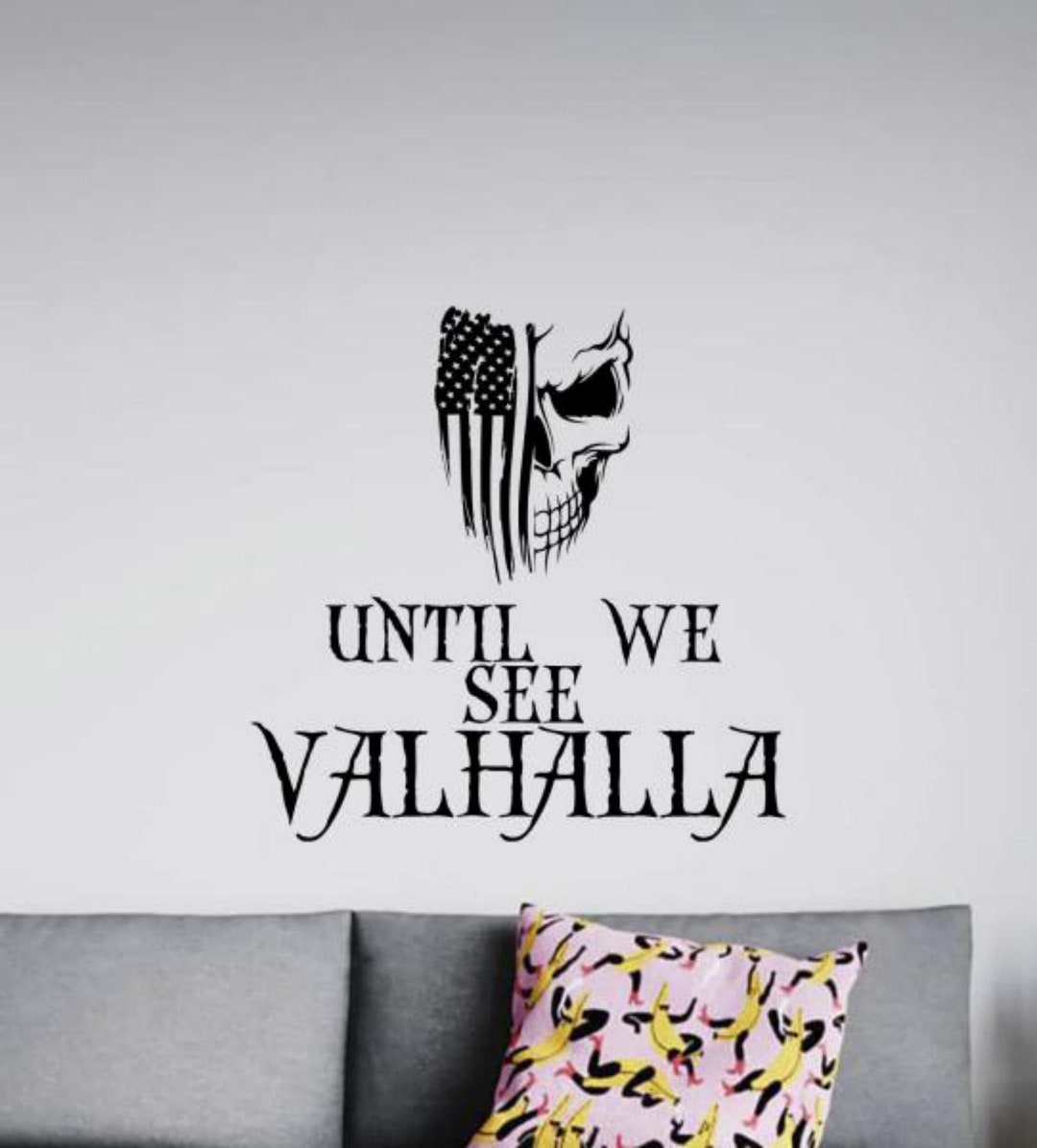 Until Valhalla Wall Decal Vinyl Sticker Viking Skull Flag Wall Art Gift ...