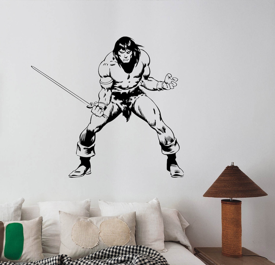 Conan Wall Decal Comics Superhero Vinyl Sticker Wall Art Swordsman Decorations Home Room Bedroom ...