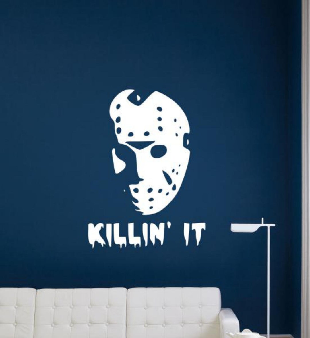 Killin It Jason Mask Wall Decal Vinyl Sticker Scary Movie Maniac Wall ...