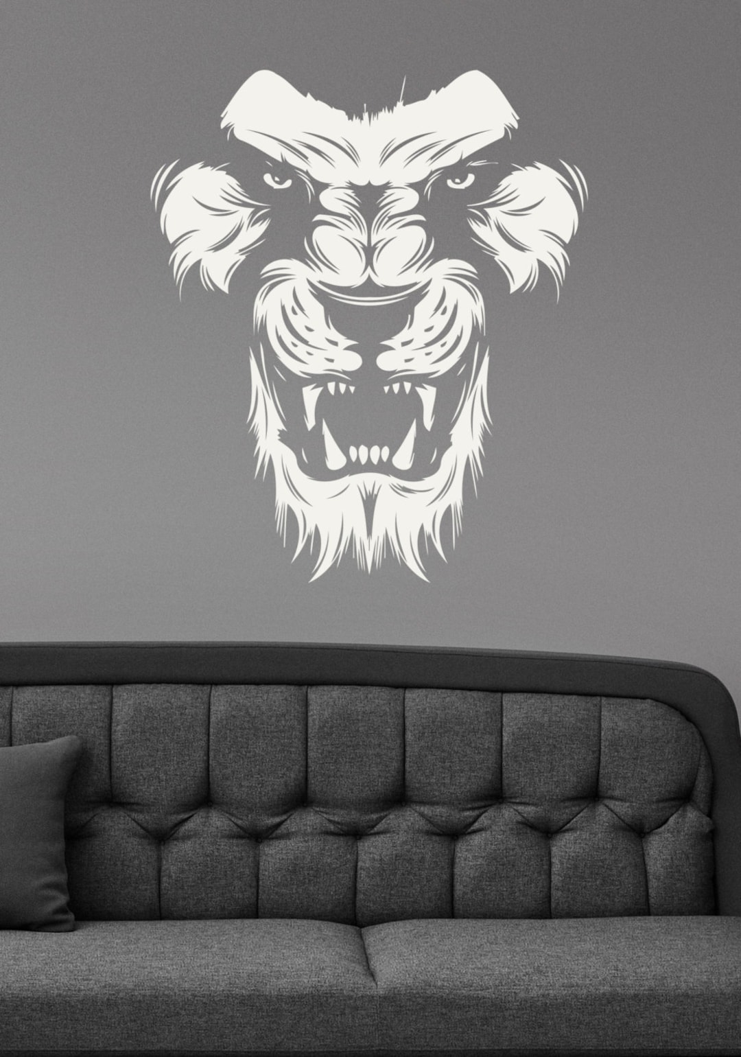 Lion Head Wall Decal Vinyl Sticker Wildlife Lion Face Wall Art Animal ...