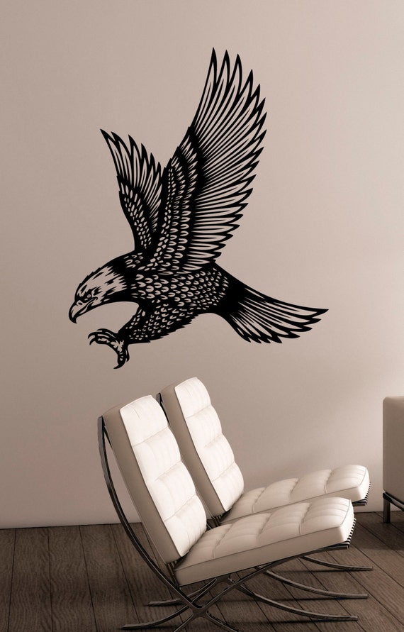 Flying Eagle Wall Art Decal Bird of Prey Sticker Animal | Etsy