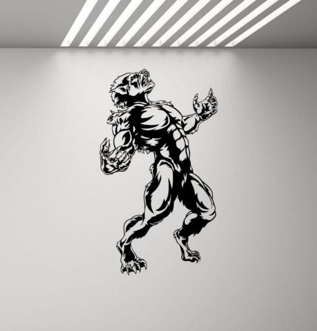 Werewolf Wall Decal Vinyl Sticker Wolf Wall Art Gift Monster Decor ...