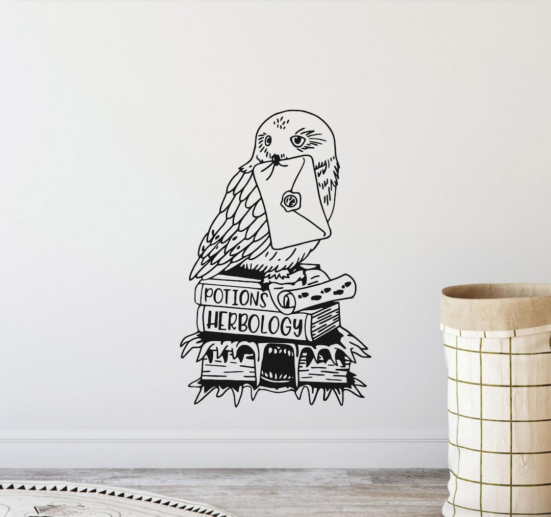 Hedwig Wall Decal Vinyl Sticker Wizard Books School Letter Owl Wall Art ...
