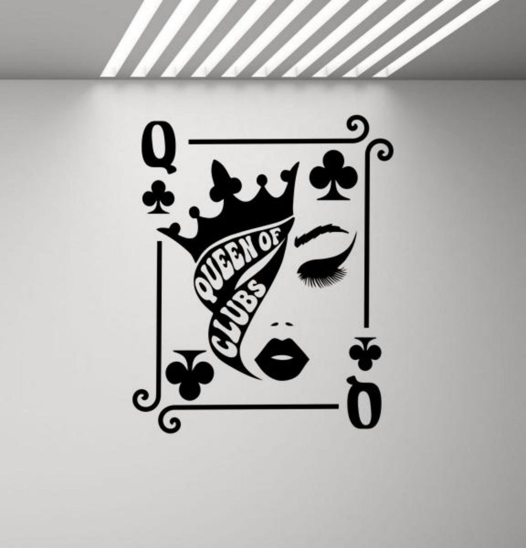 Queen of Clubs Wall Decal Vinyl Sticker Playing Cards Wall Art Gift ...