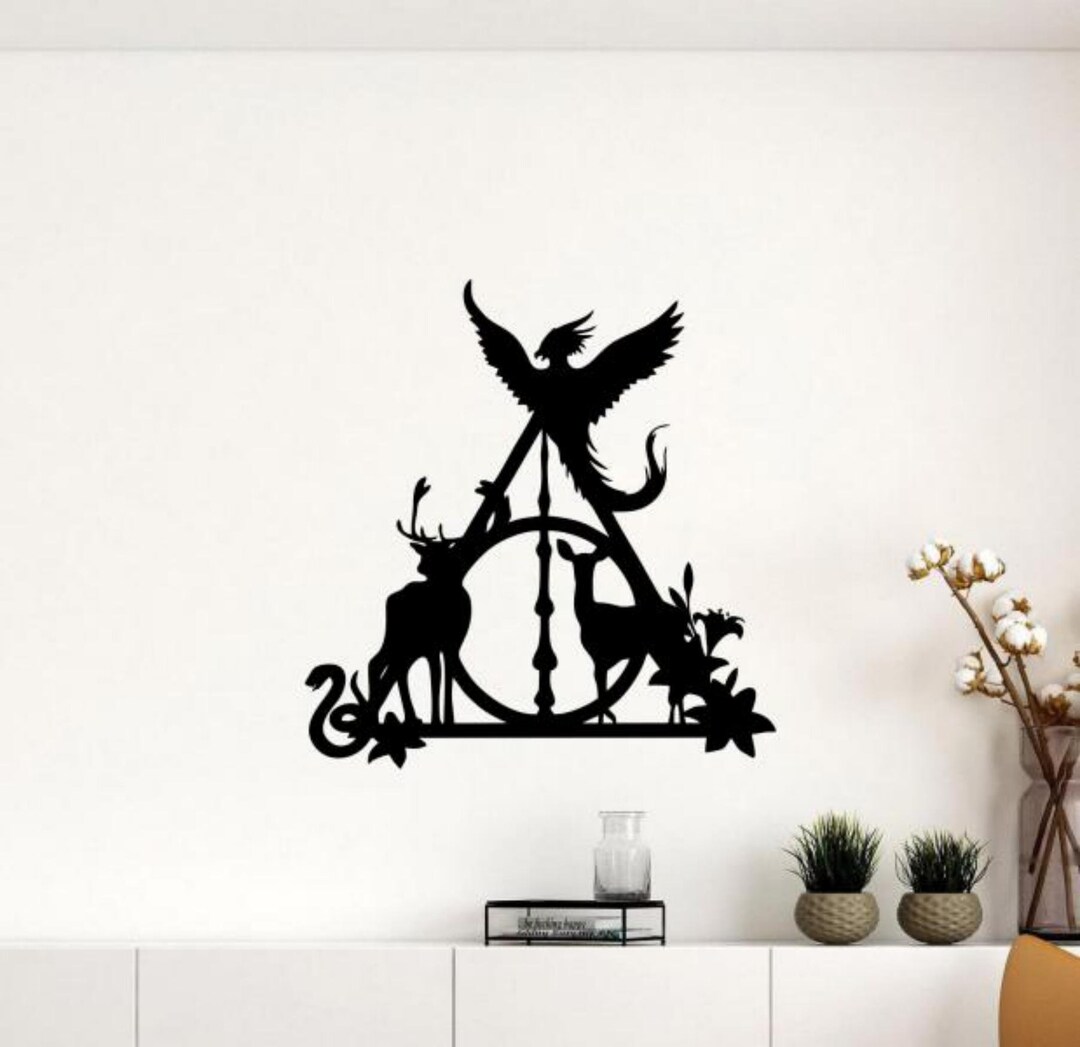 Wizard Wall Decal Vinyl Sticker Sign Deathly Hallows Wall Art Book ...