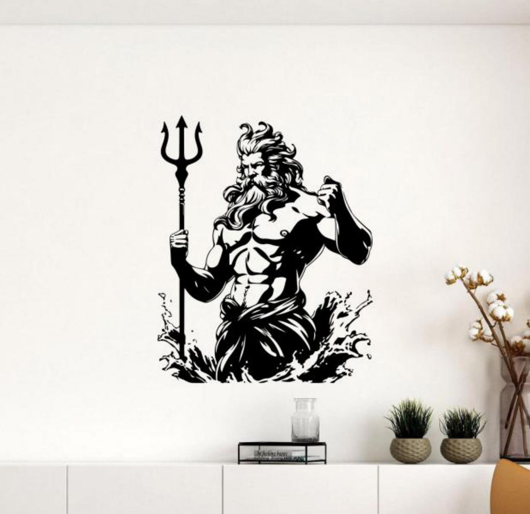 Poseidon Wall Decal Vinyl Sticker Poseidon Trident Wall Art Sea Kids ...