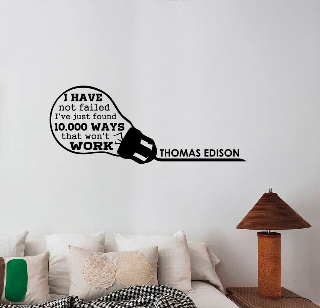 Thomas Edison Quote Wall Decal Vinyl Sticker Inspirational Quote ...