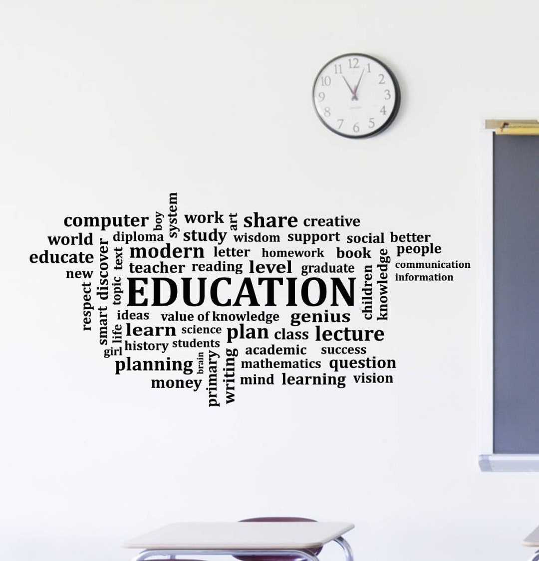 Education Wall Decal Vinyl Sticker School Word Cloud Study Teacher Gift ...