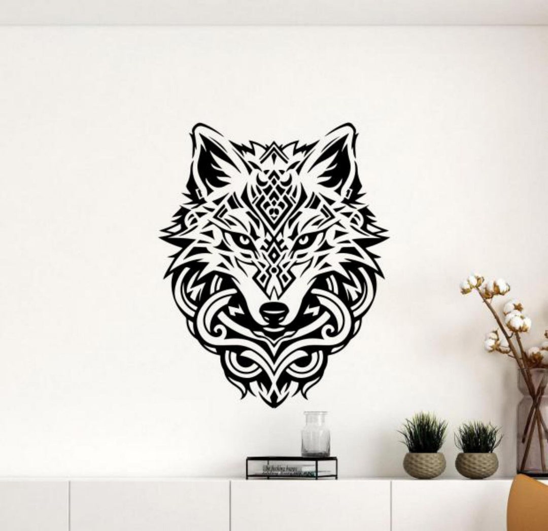 Fenrir Wall Decal Vinyl Sticker Runic Wolf Asgard Viking Wall Art Odin ...