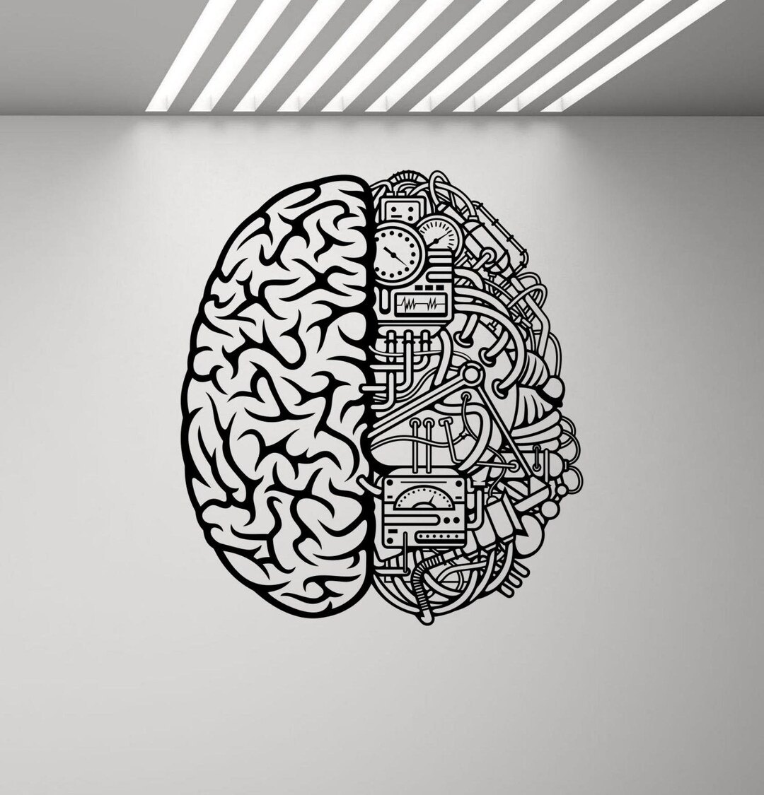 Brain Wall Decal Vinyl Sticker Science Coding Developer Computer Wall ...