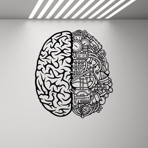 Brain Wall Decal Vinyl Sticker Science Coding Developer Computer Wall ...