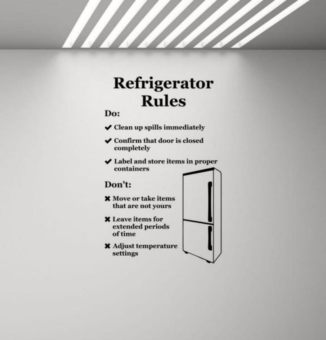 Refrigerator Decal Vinyl Wall Sticker Refrigerator Rules Wall Art ...