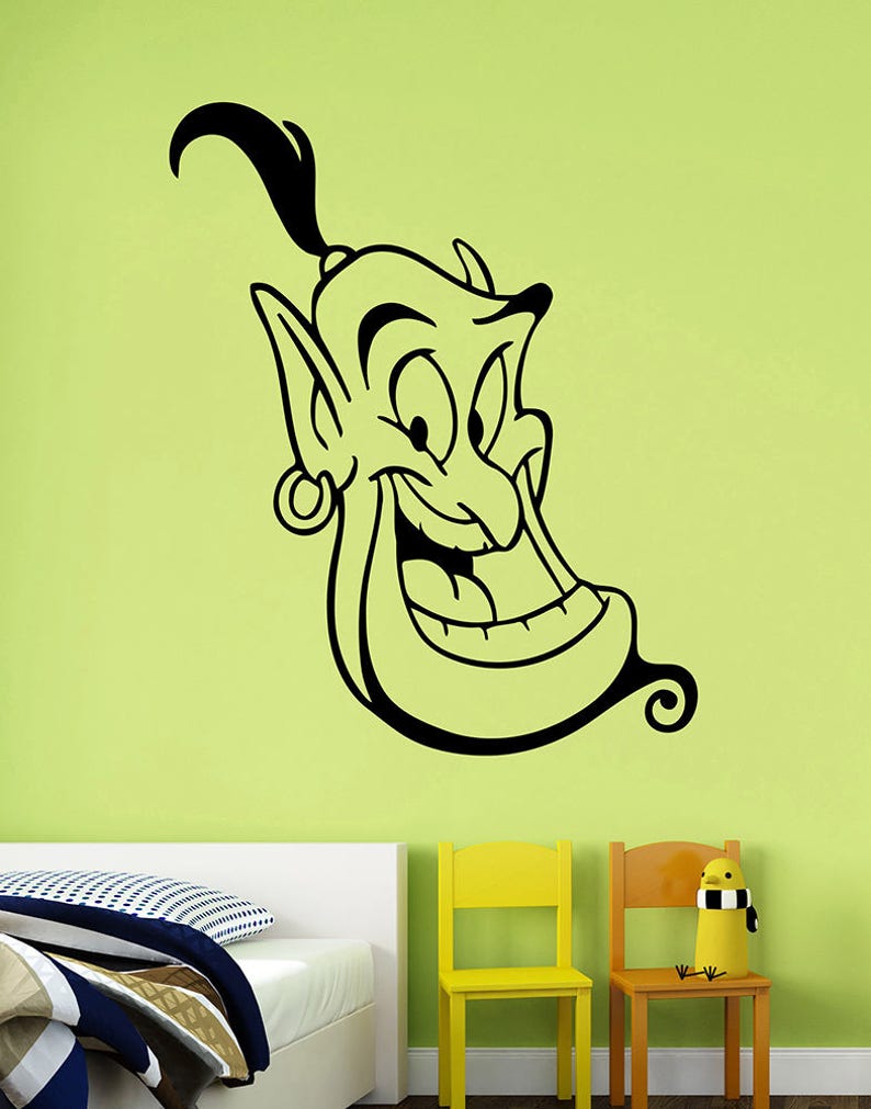 Aladdin Genie Vinyl Decal Disney Wall Sticker Cartoon Fantasy | Etsy