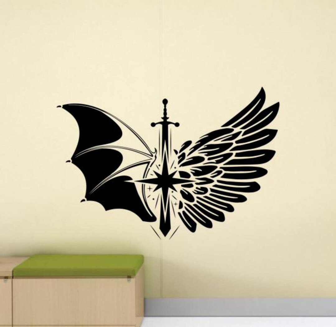 Acotar and Crescent City Wall Decal Vinyl Sticker Wings Sword Wall Art ...
