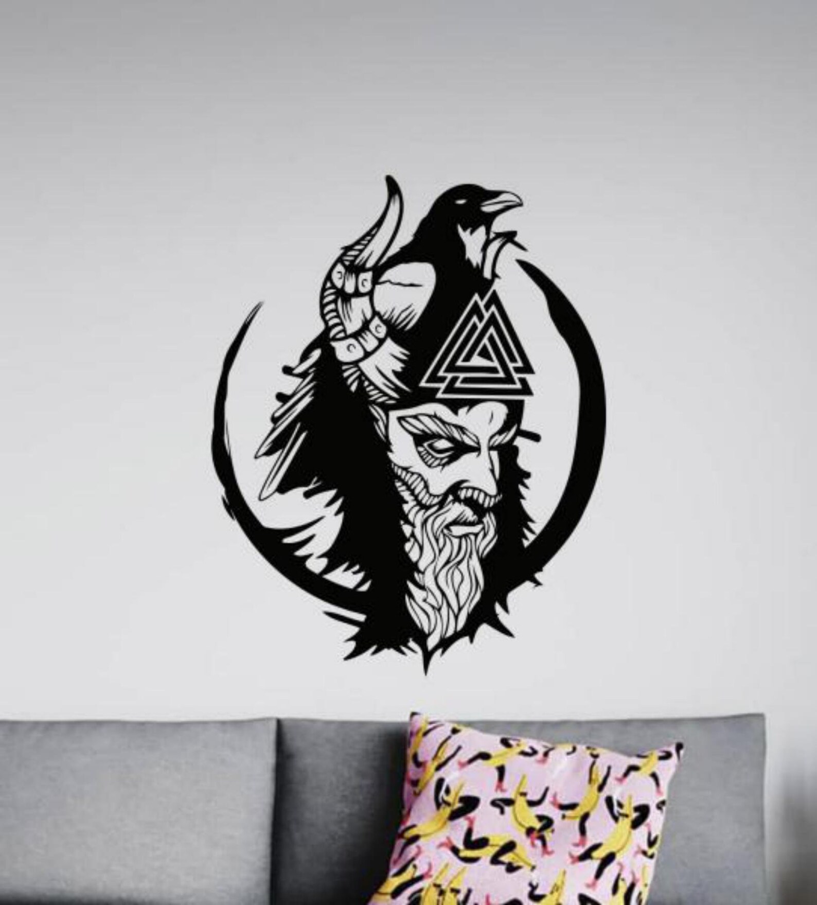 Odin Wall Decal Vinyl Sticker Viking Wall Art Fan Gift Norse Decor ...