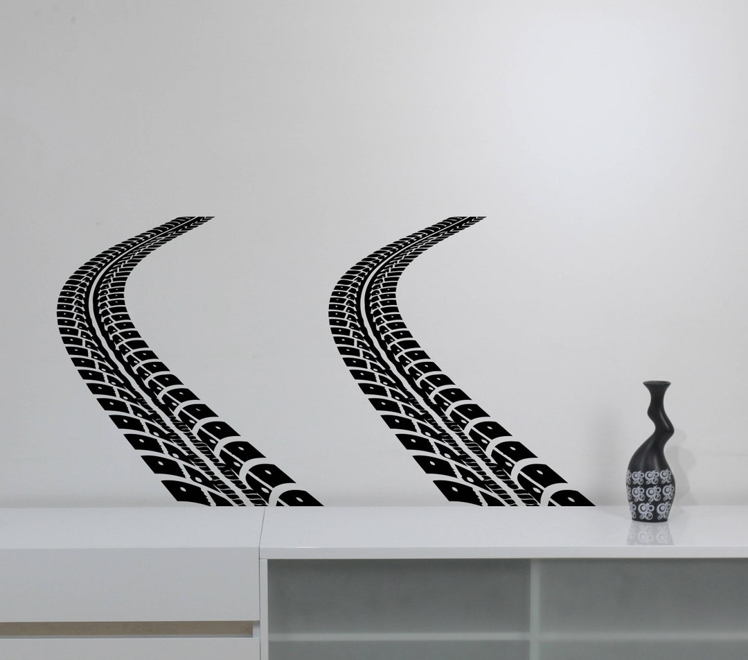 Tire Tracks Wall Decal Vinyl Sticker Auto Car Wheel Trace Removable Art ...