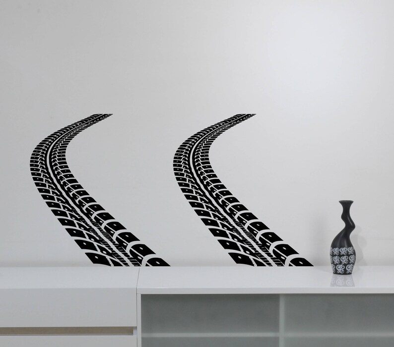 Tire Tracks Wall Decal Vinyl Sticker Auto Car Wheel Trace Removable Art ...