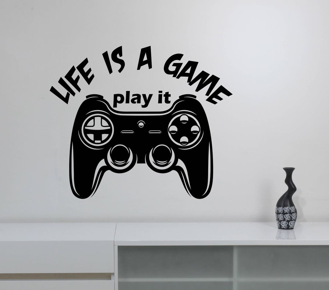 Motivational Video Gaming Quote Wall Decal Controller Gamepad Joystick ...