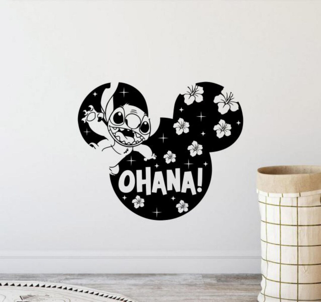 Stitch Ohana Wall Decal Vinyl Sticker Mickey Head Wall Art Gift Ohana ...