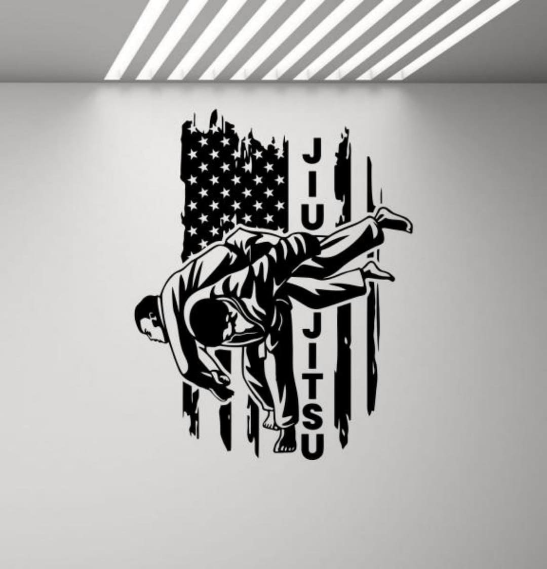 Jiu Jitsu Wall Decal Vinyl Sticker Brazilian Jiu Jitsu US American Flag ...