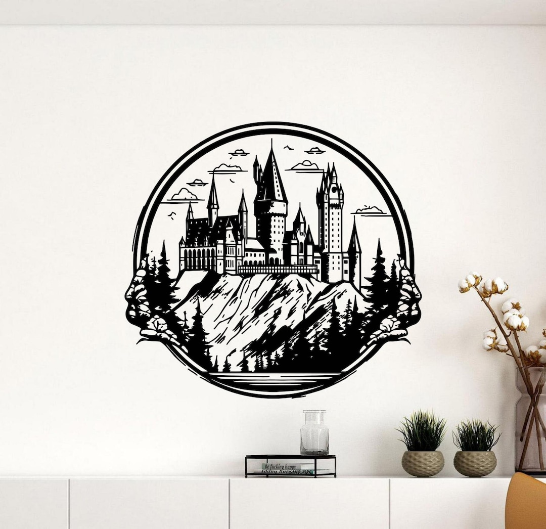 Wizard School Wall Decal Vinyl Sticker Book Wizard Castle Wall Art Book ...