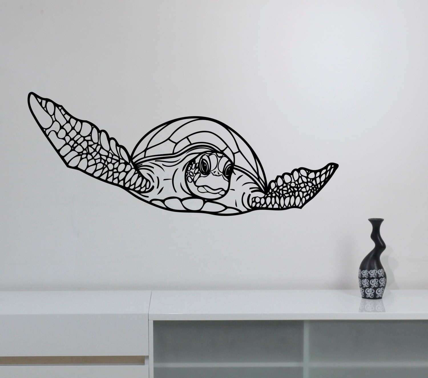 Sea Turtle Wall Decal Underwater World Themed Decor Nautical Vinyl ...