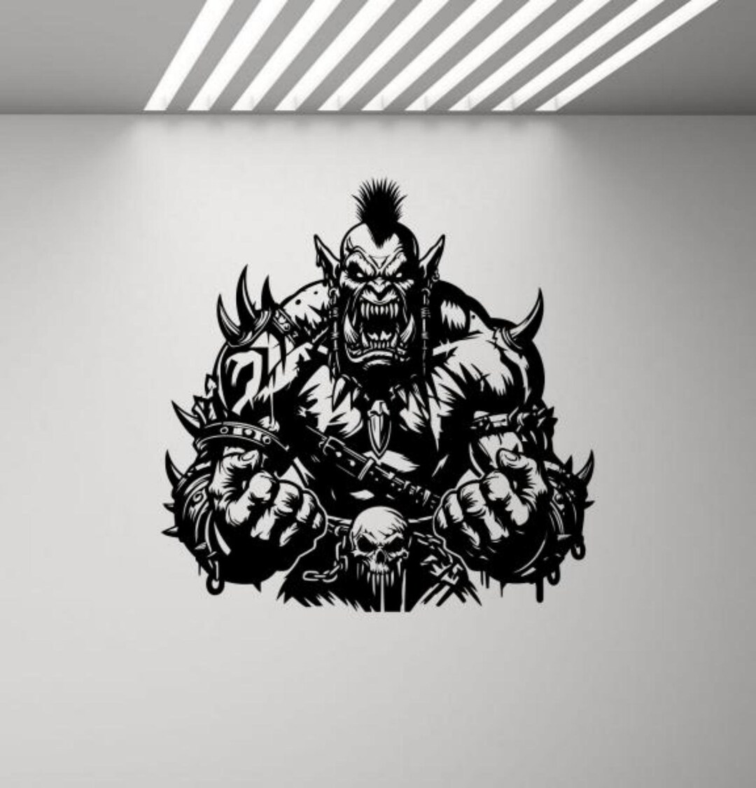 Orc Wall Decal Vinyl Sticker Horde Wall Art Gift Warrior Wall Decor ...