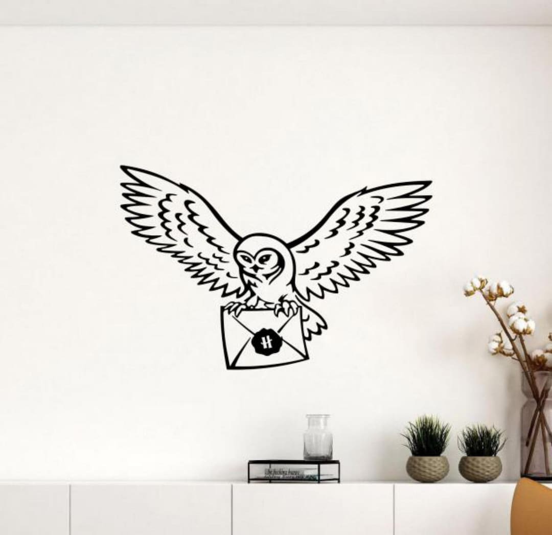 Hedwig Wall Decal Vinyl Sticker Wizard School Letter Owl Wall Art Book ...