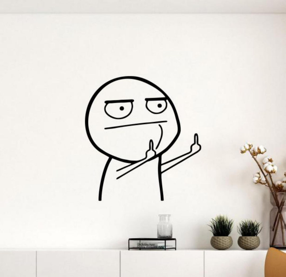 Middle Finger Wall Decal Vinyl Sticker Funny Meme Wall Art Gift Decor ...