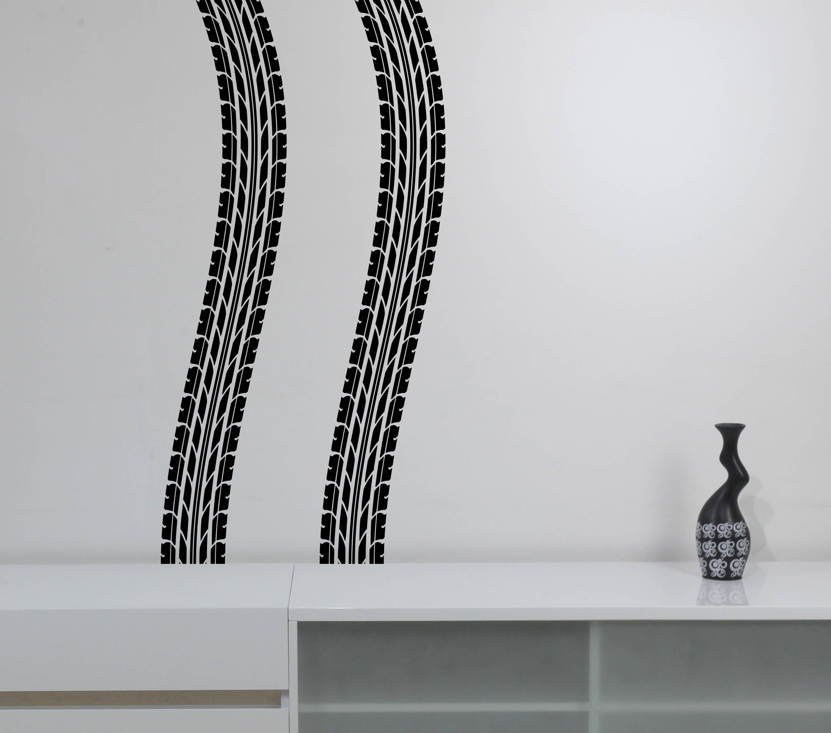 Tire Tracks Wall Decal Auto Car Trace Vinyl Sticker Art Road Racing ...