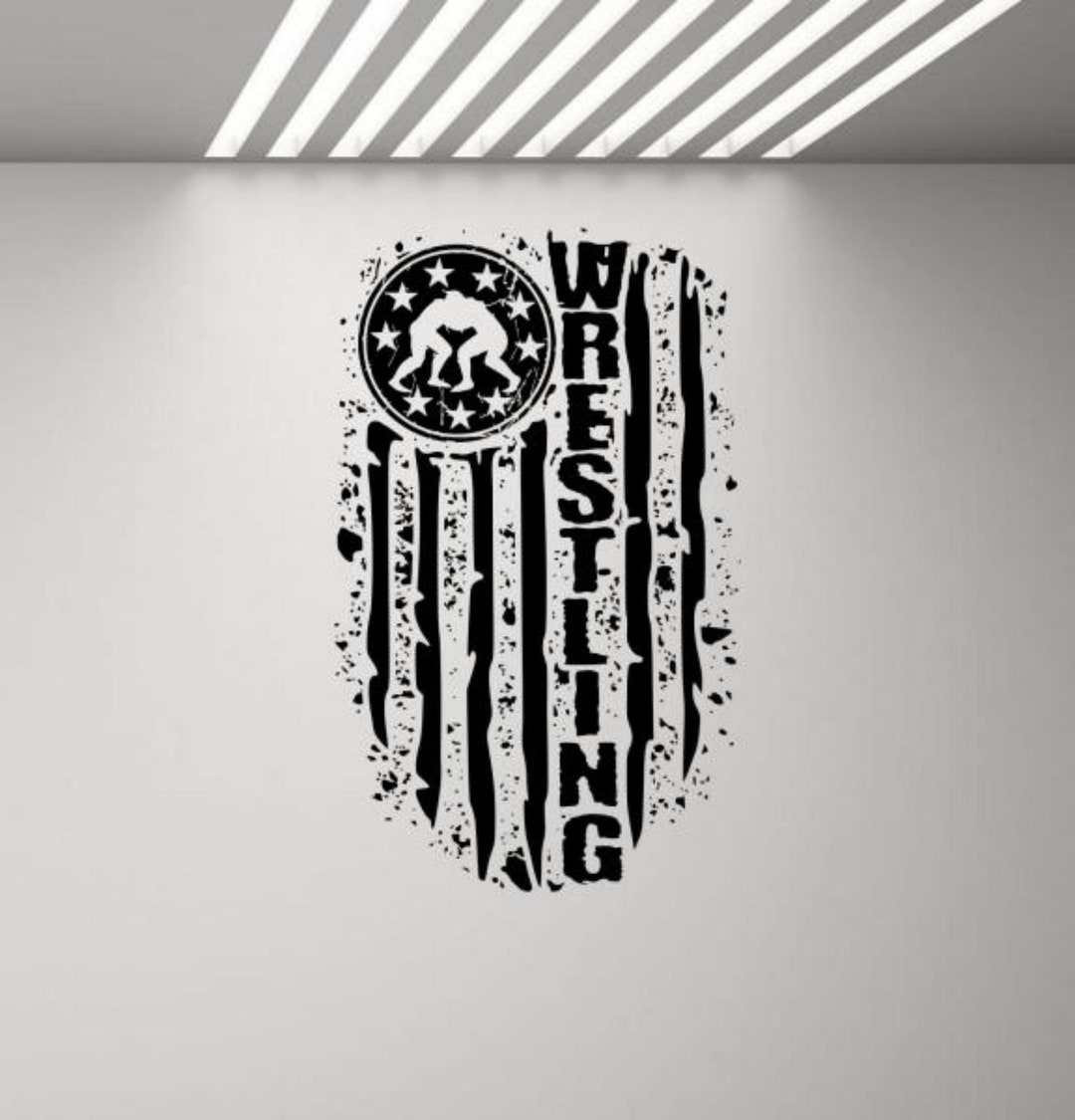 Wrestling Wall Decal Vinyl Sticker Wrestling Flag Wall Art American ...