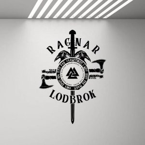 Ragnar Lothbrok Wall Decal Vinyl Sticker Vikings Wall Art Fan Gift Axe ...