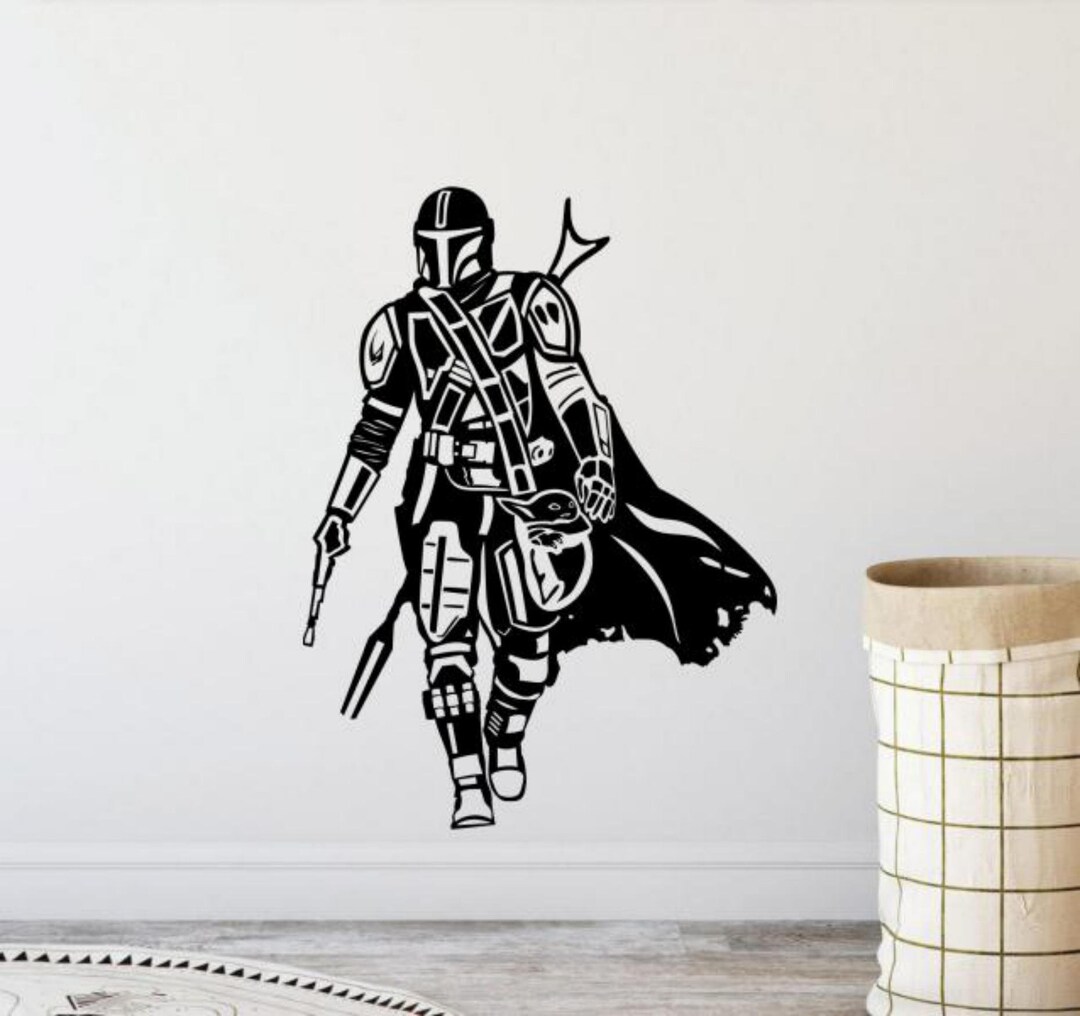 Mandalorian Wall Decal Vinyl Sticker Mando Grogu Wall Art Gift Wall ...