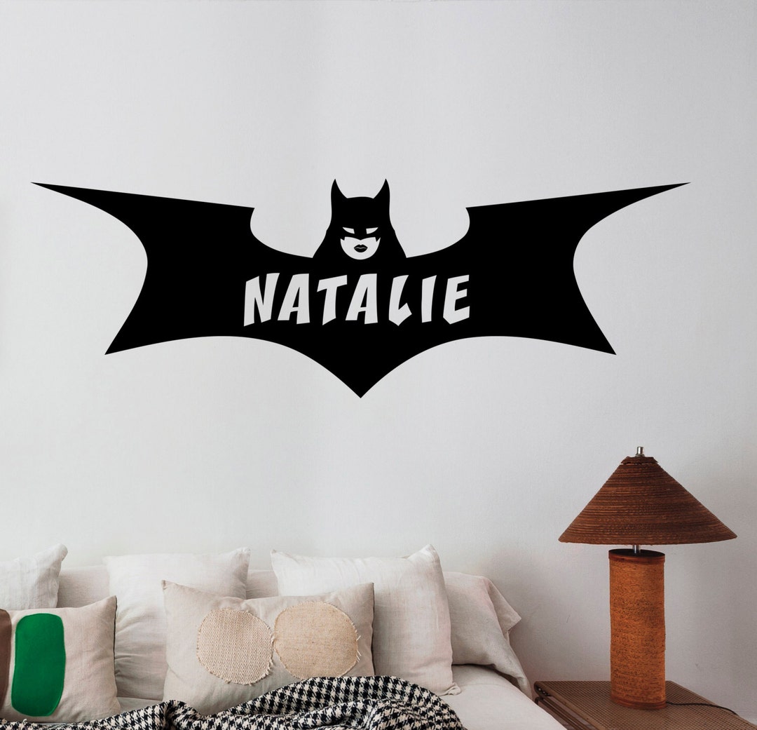 Bat Woman Wall Decal Vinyl Sticker Custom Name Comics Superhero Wall ...