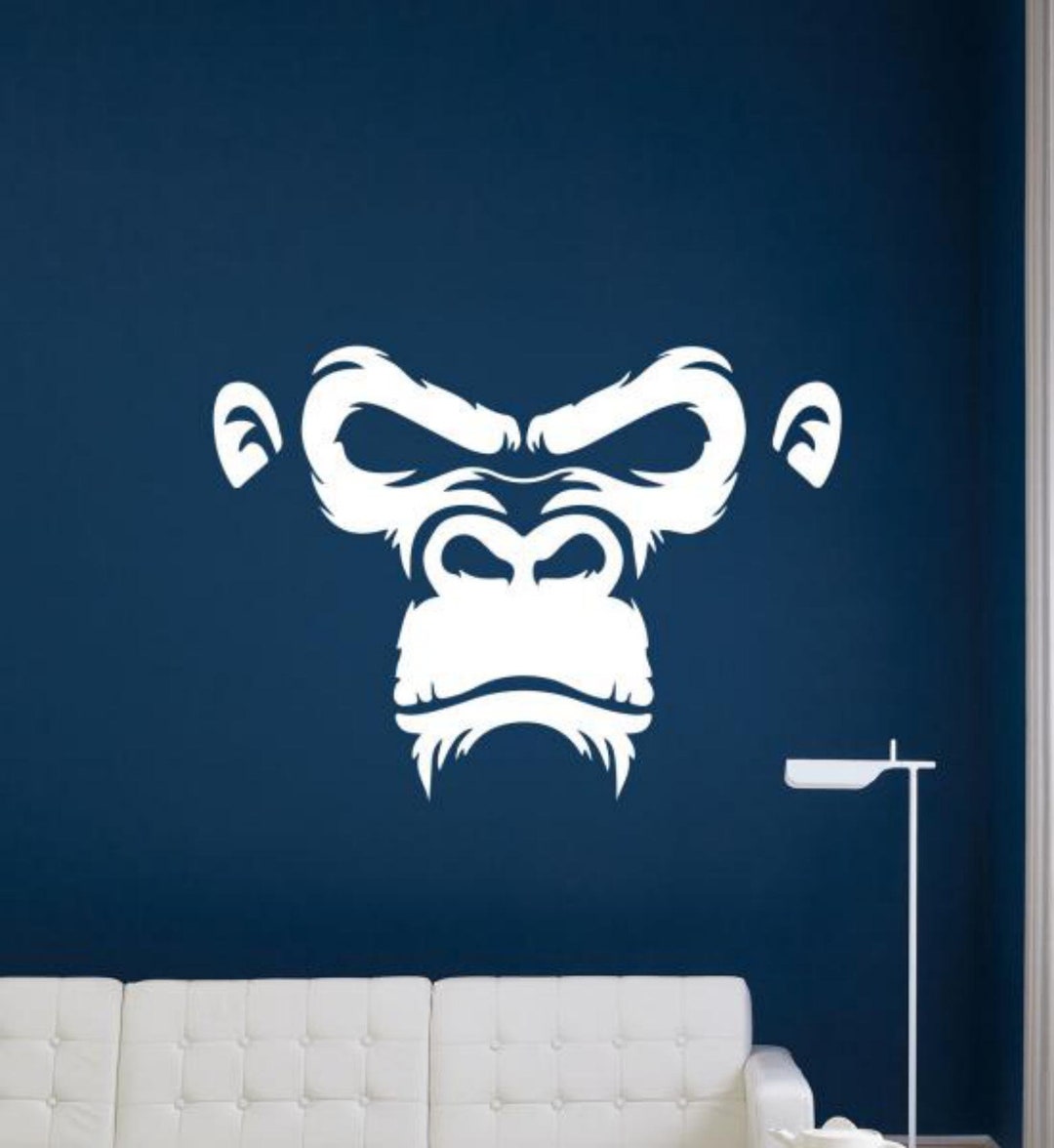 Gorilla Wall Decal Vinyl Sticker Monkey Gorilla Head Wall Art Gift Gym ...