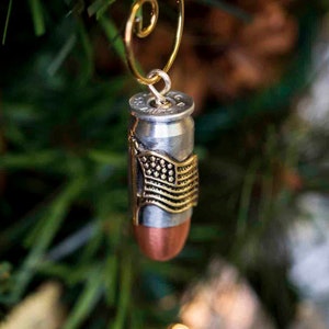 Handmade American Flag Bullet Christmas Tree Ornament, Pro Gun Gift ...
