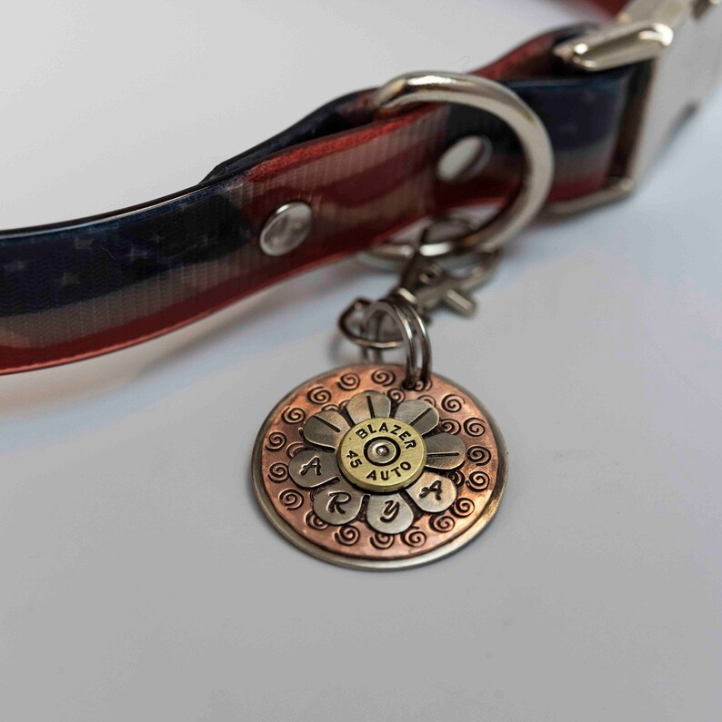 Personalized Floral Dog Tag Custom Made Pet Tag Dog Lover - Etsy