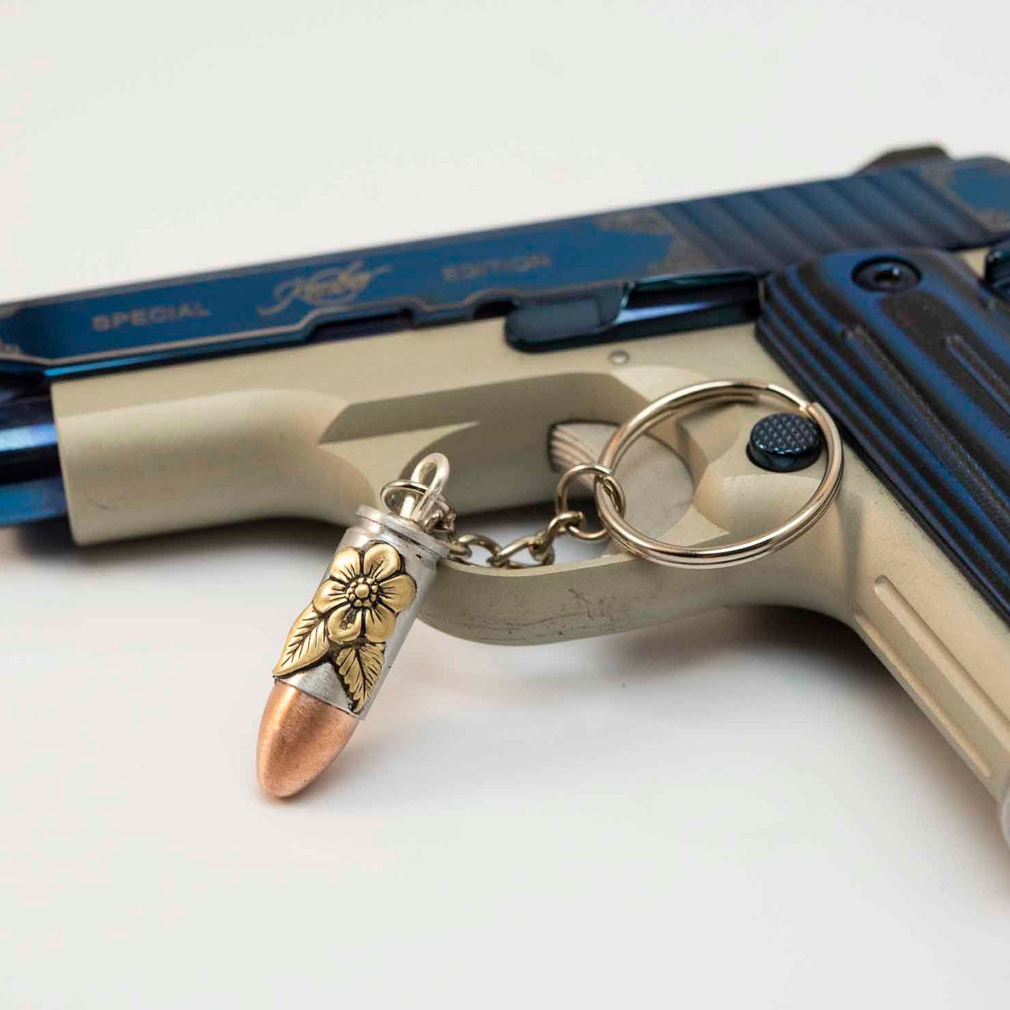 Floral Silver Bullet Keychain sturdy handmade recycled metal | Etsy