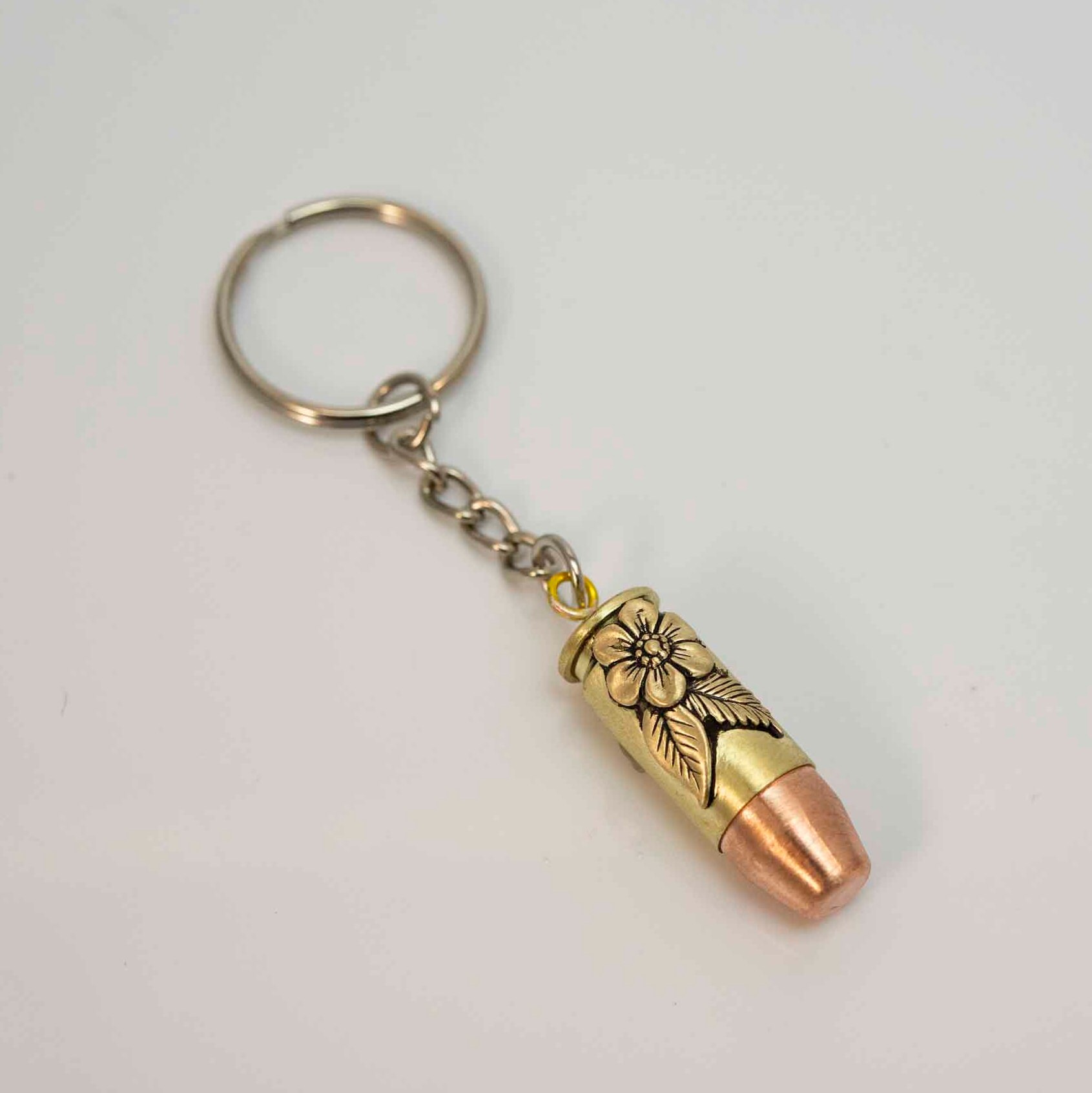 Brass Floral Bullet Keychain sturdy handmade recycled metal | Etsy