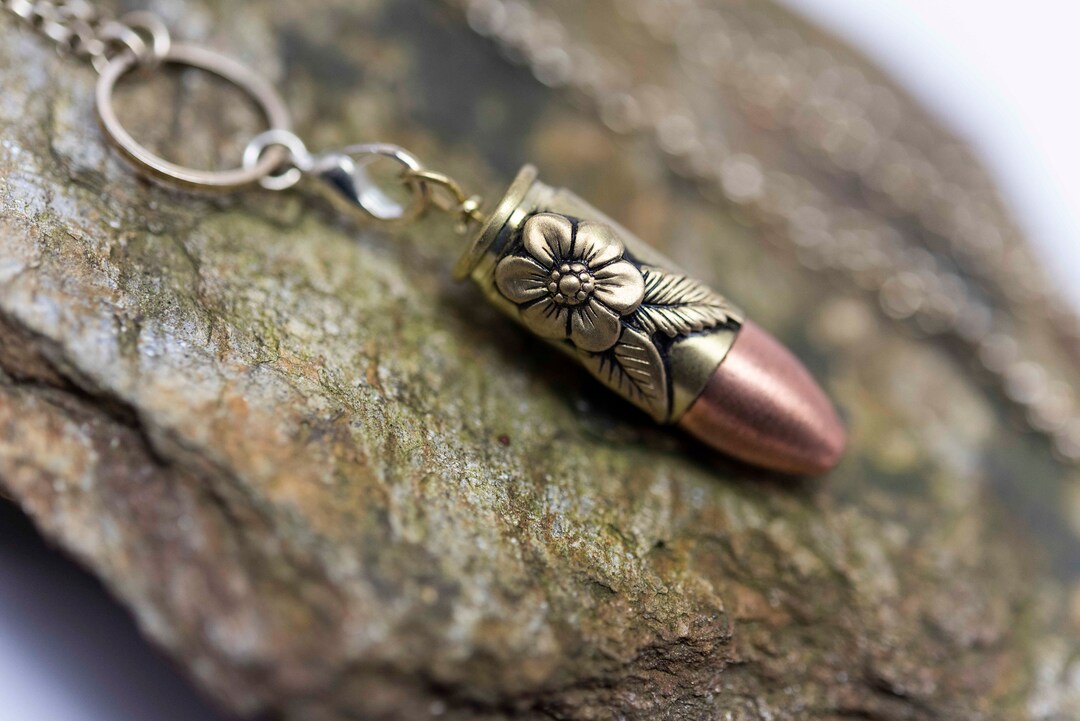Low Hanging Brass Bullet Necklace Handmade Floral Ammo Jewelry Gun ...