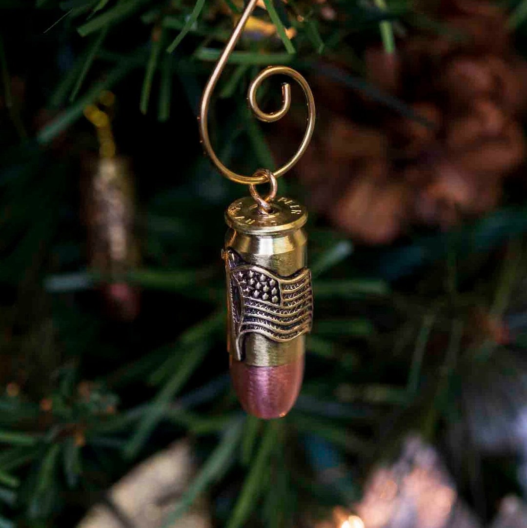 Handmade American Flag Bullet Christmas Tree Ornament, Pro Gun Gift ...