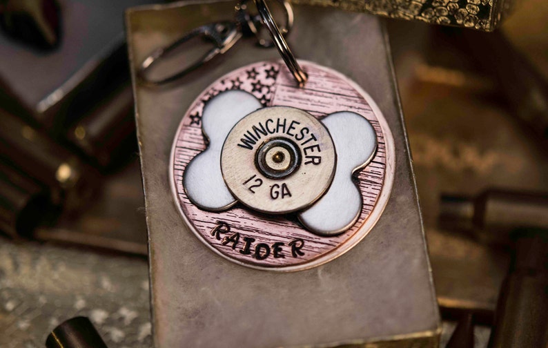 Custom Hand Stamped Dog Tag, Personalized American Flag, Badass Dog Gun ...