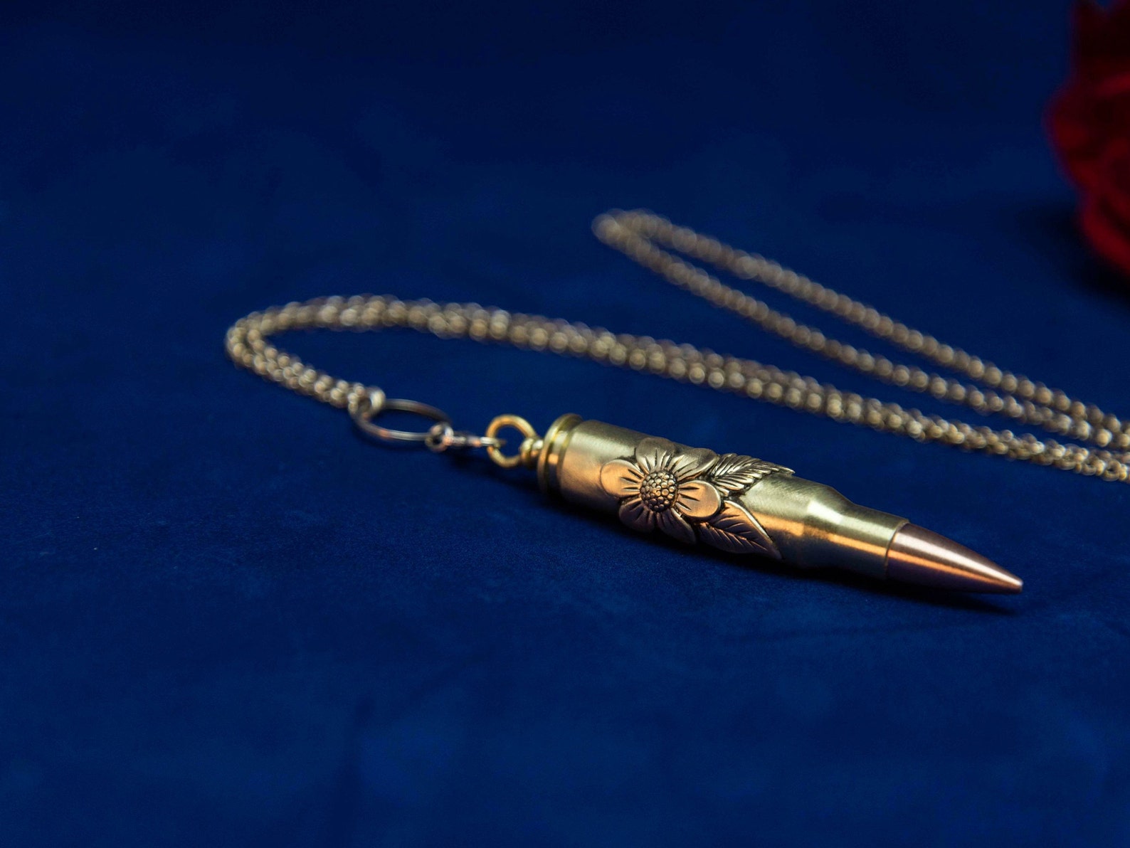 Low hanging floral bullet necklace Gun jewelry country chic | Etsy