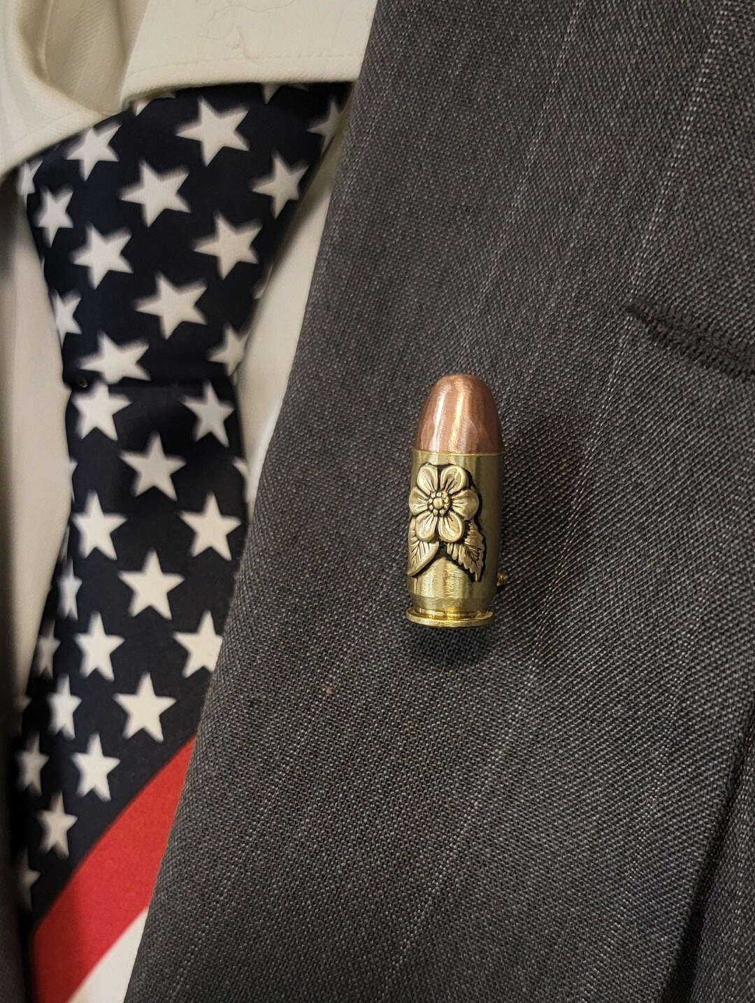 Floral Brass Bullet Lapel Pin Ammo Boutonniere Groomsmen - Etsy