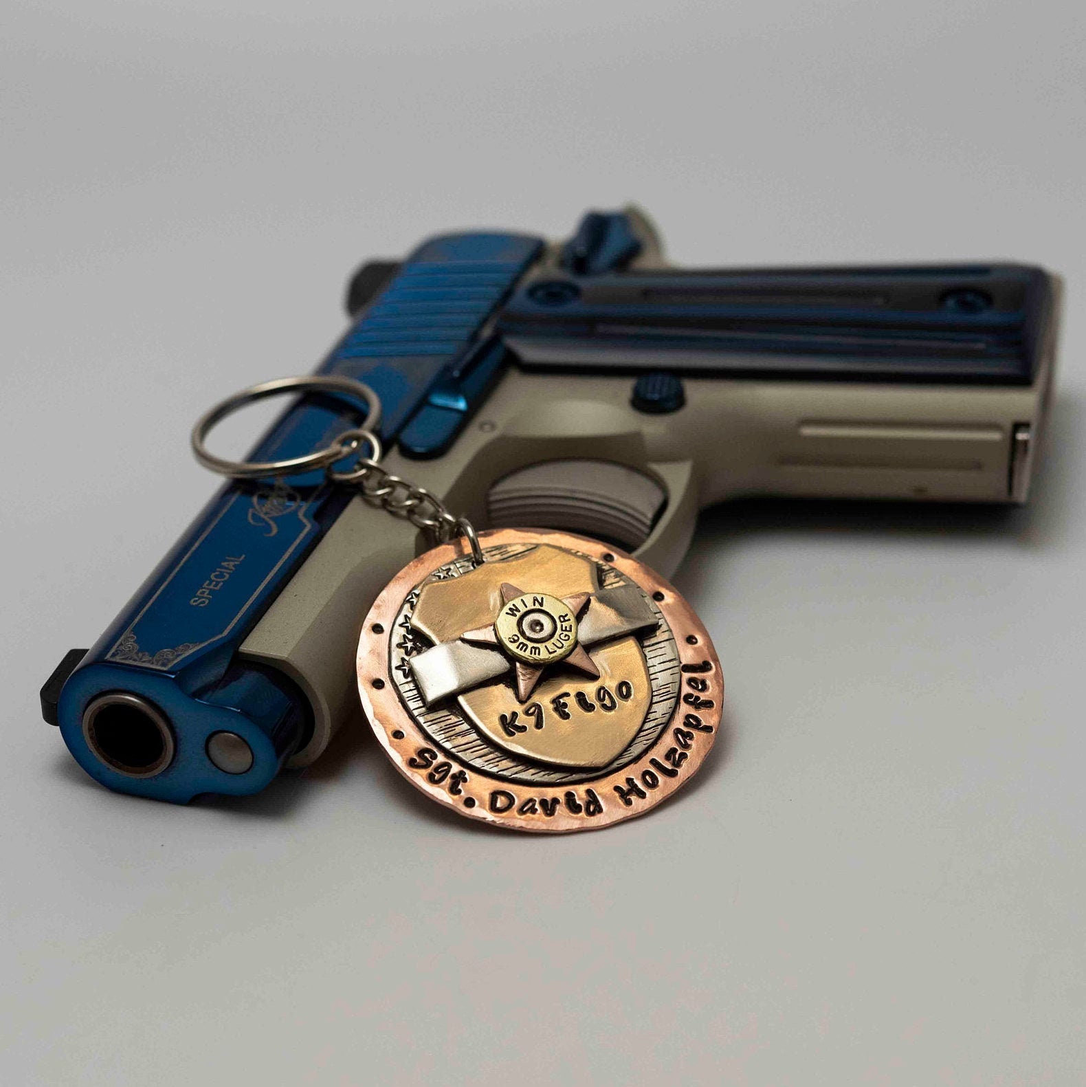 Personalized Thin Blue Line Keychain Custom Bullet Dog Tag - Etsy