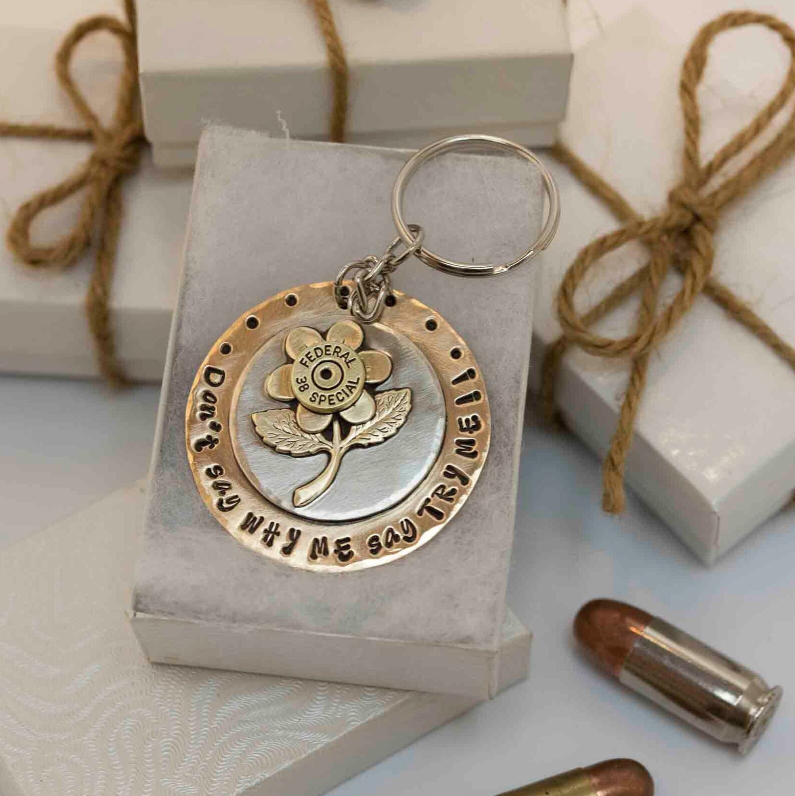 Custom Floral Bullet Keychain Ammo Flower Dog Tag Hand - Etsy