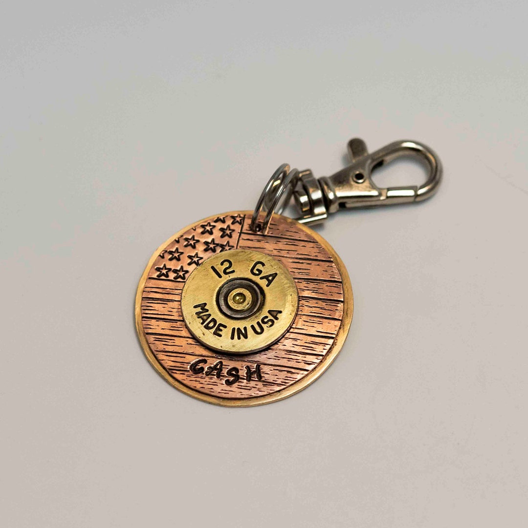 Shotgun Shell Dog Tag, Bullet Keychain, Flag, Personalized Dog Tag ...