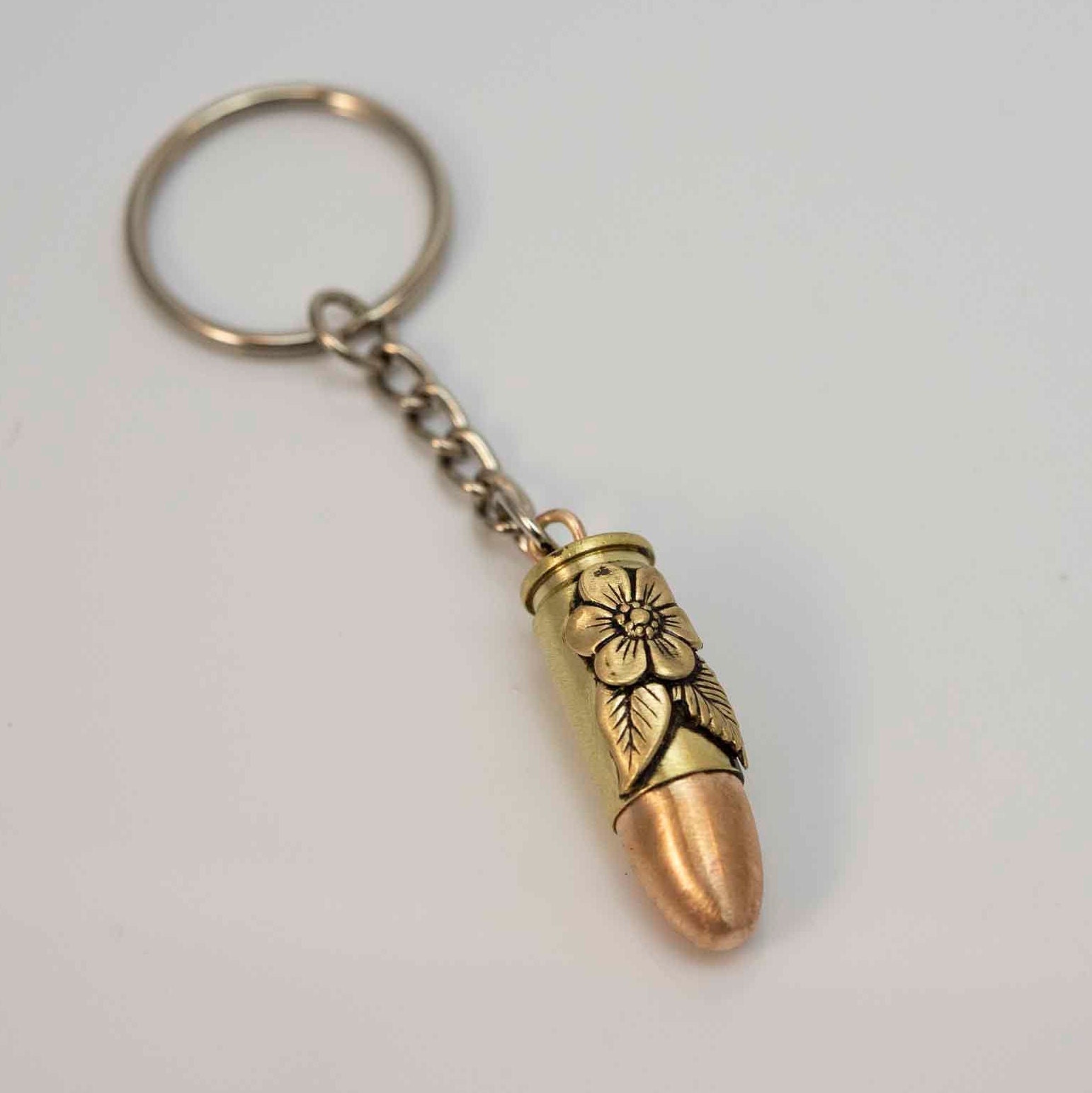 Brass Floral Bullet Keychain sturdy handmade recycled metal | Etsy